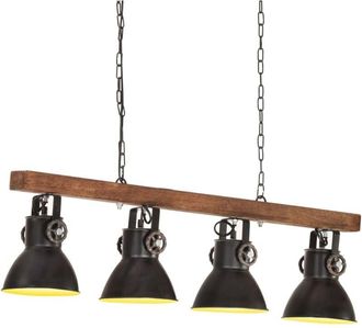 vidaXL Deckenlampe Industriestil Schwarz E27 Mangoholz Vidaxl
