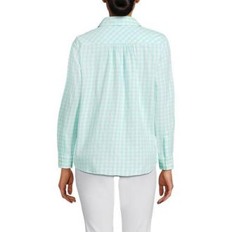 Lands End Lange leichte Flanellbluse, Damen, Gr&ouml;&szlig;e:36-38 regular, Blau, by Lands End