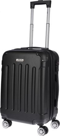 Christian Wippermann Handgepäck, 4 Rollen, Schwarz mit Linesmuster, Koffer, Trolley, Leicht, Bordgepäck, mit Dehnfuge für Verbreiterung