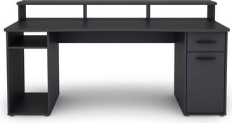 Byliving Gaming-Schreibtisch FANTASTIC, mit robuster Melamin Oberfläche in anthrazit, mit Aufsatz für viel Stauraum, Holzwerkstoff Spanplatte, grau, B 180, H 9