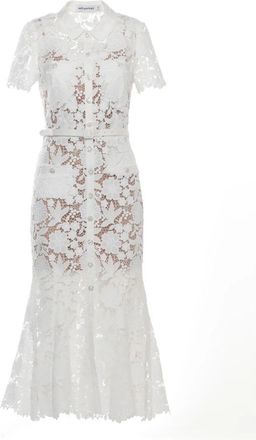 Self Portrait Femme, Robes, Blanc, Taille: 36 FR Robe Midi &agrave; Col en Dentelle