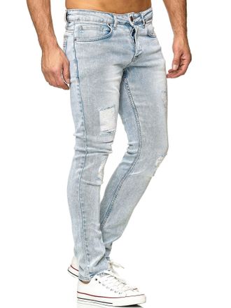 Tazzio Jeans Herren Slim Fit Stretch Jeanshose Hose Denim Destroyed Look 16525 (36W/30L, Hellblau)