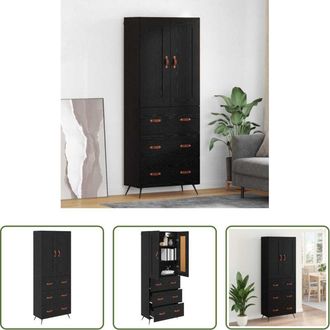 vidaXL Holz Hochschrank Schwarz - Highboard Schwarz Eichen-Optik 69,5 x 34 x 180 cm Holzwerkstoff