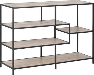 AC Design Furniture Jörn Asymmetrisches Bücherregal mit 4 Ablagen, H: 78 x B: 114 x T: 35 cm, Sonoma Eiche Optik/Schwarz, Holz/Metall, 1 Stk