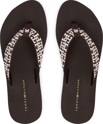 Tommy Hilfiger Zehentrenner Tommy Hilfiger Mono Wedge Summer Sandal FW0FW09696 Braun
