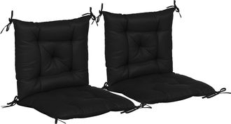 OUTSUNNY 2er Set Stuhlkissen Gartenkissen Bankkissen mit Rückenlehne 6 Befestigungsschnüre 50x98x8 cm Schwarz