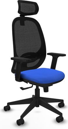 Piqueras y Crespo Computerstuhl mit Rollen von Cilanco mit 2D-Armen, h&ouml;henverstellbare Lendenwirbelst&uuml;tze und h&ouml;henverstellbares Kopfteil, Schwarz / Blau