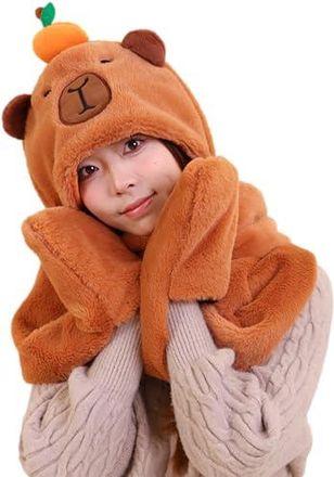 Generic Ensemble de chapeau en fourrure - Bonnet pour temps froid, &eacute;charpe isolante, kit de housse douce pour les mains | &Eacute;quipement de sortie de neige id&eacute;al 