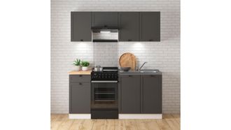 Black Red White K&uuml;chenkomplett Junona Line 170 cm mit Arbeitsplatte in Grafit - Moderner K&uuml;chenblock aus M&ouml;belplatte - Beige, Grafit und Wei&szlig; Design