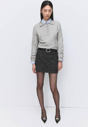 Mango Jupe jasp&eacute;e maille noir - Femme - XL - MANGO