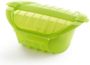 Lékué Dampfbox mit Einlegeboden, 3-4 Personen, 1000 ml, Platin-Silikon, grün