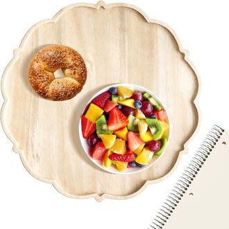 Generic Speisetablett - Blumenf&ouml;rmiges dekoratives Lebensmitteltablett, Holzteller f&uuml;r Fr&uuml;hst&uuml;ckspake, Home Wohnzimmertisch Caf&eacute; Patio BBQ, Stilvolle Tabletts