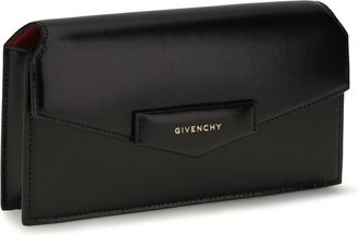 Givenchy Womens Antigona Box Leather Pouch With Chain Black Calf Bos Taurus Wallet