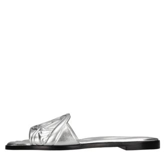 Alexander McQueen Embossed Seal Leather Slides - - Shoes - Damen - Grau - 35 EU