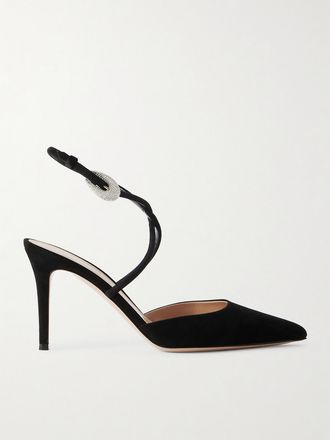 Gianvito Rossi Jungle Mamba 85 Pumps Aus Veloursleder Mit Kristallen - Schwarz