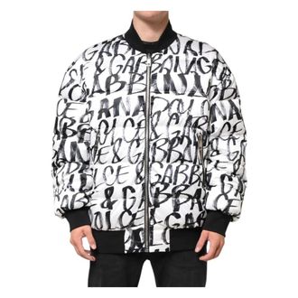 Dolce & Gabbana Bomber Puffer Jacke mit Graffiti-Logo - - Jackets - Herren - Wei&szlig; - M