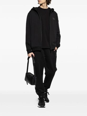 Moncler Logo-Embroidered Cotton Hoodie - Black