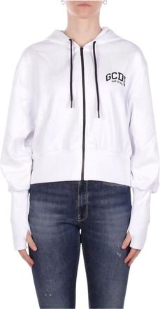 GCDS Gcds, Femme, Sweatshirts et sweats &agrave; capuche, Blanc, Taille: 40 FR Zip-throughs
