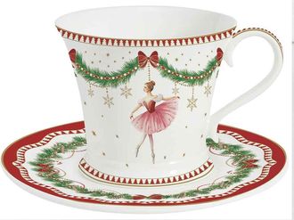 Easy Life MNOE1796 - Magie de Noel Tasse mit Untertasse, 200 ml