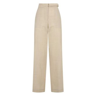 Moorer Hose mit hohem Bund und G&uuml;rtel - - Trousers - Damen - Beige - XS