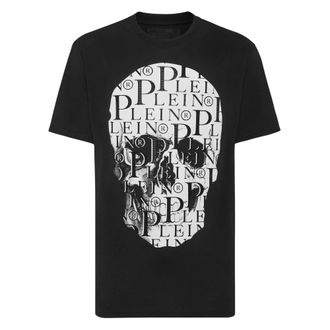Philipp Plein Homme, Tops, Noir, Taille: 3XL T-shirt Col Rond T&ecirc;te de Mort