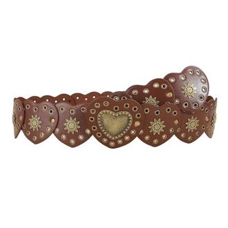 Generic Ceinture Femme Grande Taille - Ceinture Punk R&eacute;tro Festival Diva avec Ornement Coeur M&eacute;tallique Accessoire Mode F&eacute;minin