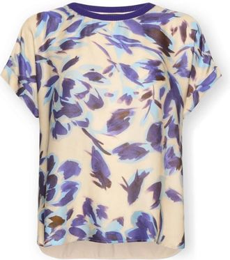 Elena Miro Femme, Tops, Violet, Taille: 38 FR T-shirt bi-mati&egrave;re avec imprim&eacute;