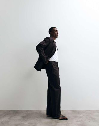 Lacoste Pantalon pliss&eacute; droit densemble - Marron