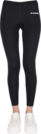 Jil Sander Femme, Sport, Noir, Taille: 40 FR Logo Waistband Leggings