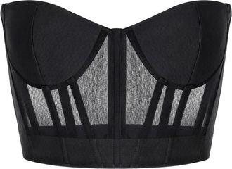 Elisabetta Franchi Mesh-panelled Corset-style Top