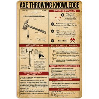 Generic Schild Axtwerfen-Wissen Metall Schilder Lustige Zubeh&ouml;r F&uuml;r K&uuml;che Gesch&auml;ftshof Schule Stra&szlig;e S