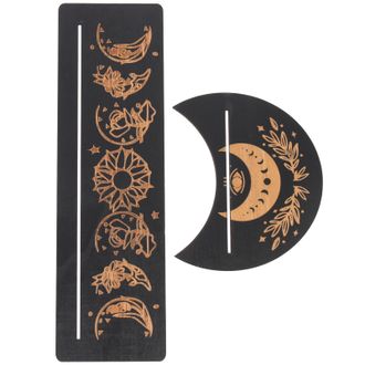 Amosfun Wooden Tarotkartenst&auml;Nder - Mondf&ouml;Rmiger Kartenhalter F&uuml;R 3 Tarotkarten Schwarz 25 X 7 5 Cm Ideal F&uuml;R Wahrsagung Und Spirituelle Dekoration