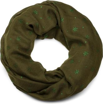 styleBREAKER Schlauchschal Loop mit glitzerndem Schneeflocken Print