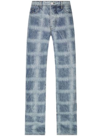 Amiri Karierte Wide-Leg-Jeans - Blau