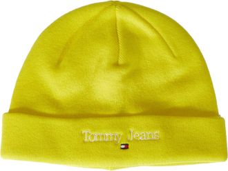 Tommy Jeans Damen TJW Sport Beanie AW0AW12625 Gestrickte Mütze, Gelb, OS