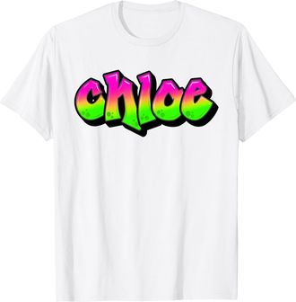BDAZ Chloe Graffiti Personalisierter Name Gr&uuml;n Rosa Frauen M&auml;dchen T-Shirt