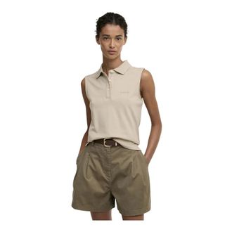 Barbour Bowford &Auml;rmelloses Polo-Top - - Tops - Damen - Beige - L