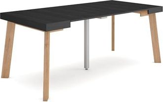 Skraut Home | Ausziehbarertisch | Multifunktionaler ausziehbarer | 180 | F&uuml;r 8 G&auml;ste | H&ouml;lzerne Beine | Moderner Stil | Schwarz