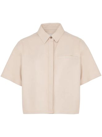 Yves Salomon surchemise crop en cuir - Tons neutres