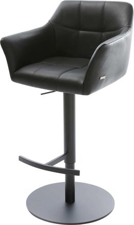 DELIFE Barstuhl Yulo-Flex Drehfu&szlig; h&ouml;henverstellbar Metall Echt-Leder Schwarz