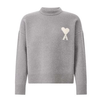 Ami Alpaka Mix Strickpullover - - Knitwear - Herren - Grau - XL