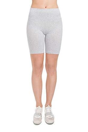 FUTURO FASHION Legging 1/2 en Coton pour Femme - Taille Haute - pour Le Cyclisme, Le Sport, la Gym - LKW, Cendr&eacute;, 38