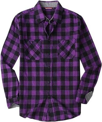 Generic DENGJIAMY Chemise boutonn&eacute;e &agrave; carreaux &agrave; manches longues pour homme - Style vintage et d&eacute;contract&eacute; - Pour les vacances et la plage - Col classique - V