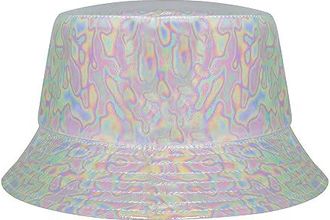 ZLYC Chapeau de Pluie Unisexe Tendance en Cuir PU imperméable, Trippy Blanc, Taille Unique