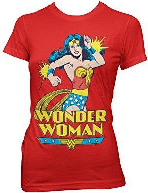 Wonder Woman Officially Licensed Merchandise Girly Tee (Red), X-Large