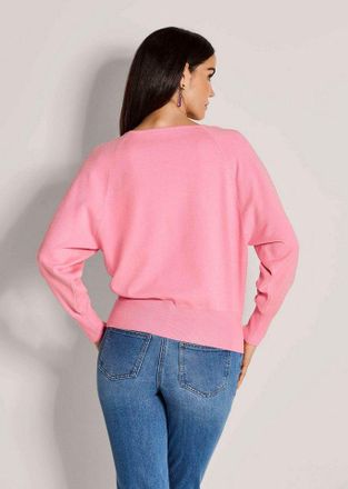 Madeleine Strickpullover Basic Strickpullover mit Fledermaus&auml;rmeln Langarm Strickoberteil mit U-Boot-Ausschnitt, Raglan&auml;rmeln