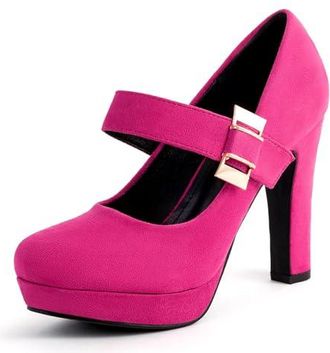 Generic Chaussures Mary Jane pour Femme Talon &eacute;pais Semelle compens&eacute;e Bout Rond Tige Souple Design Couleurs Vives adapt&eacute;es aux Tenues d&eacute;contract&eacute;es et &eacute;l&eacute;gant