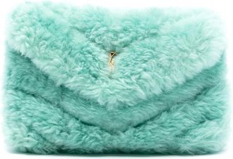 Saint Laurent Clutches - Shearling Loulou Puffer Clutch - Gr. unisize - in Gr&uuml;n - f&uuml;r Damen