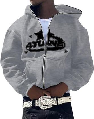 Generic Sweat &agrave; capuche pour homme Y2k avec fermeture &eacute;clair - Veste en sweat &agrave; capuche avec manches longues - Sweat-shirt &agrave; capuche - Veste fine - Sweat-shir