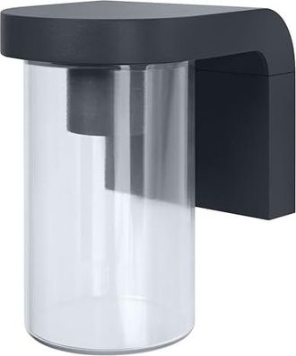 Osram Außenwandleuchte E27 Klarglas, modernes Design Aluminium in Dunkelgrau, IP44-Schutz, stoßfest IK03, Wandleuchte für Terrasse und Balkon